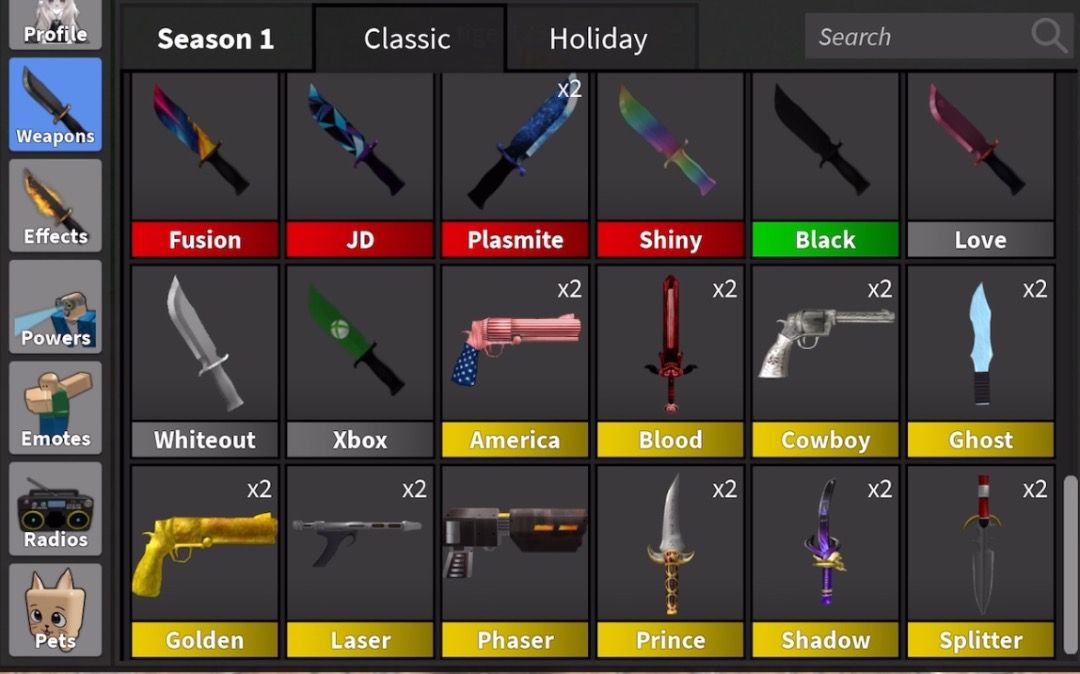 Roblox mm2 items and weapons (dm for price), 電子遊戲, 遊戲機配件, 遊戲週邊商品 ...