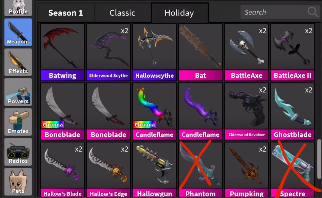 Roblox mm2 items and weapons (dm for price), 電子遊戲, 遊戲機配件, 遊戲週邊商品 ...
