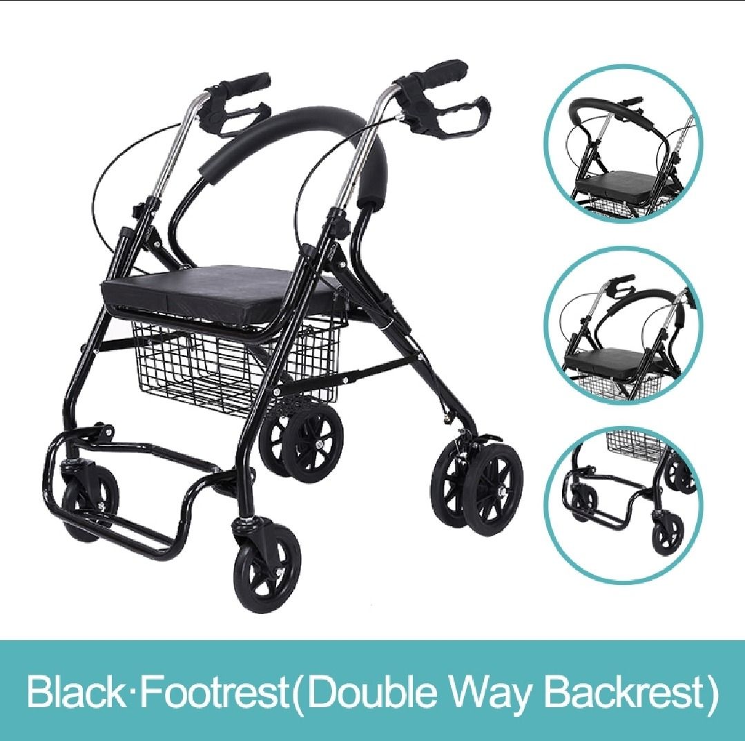 Rollator Walker with Footrest for Adult Heavy Duty for Senior Citizen ...