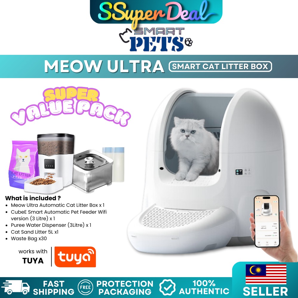 Smartpets Meow Ultra Smart Cat Litter Box Intelligent Automatic Self ...