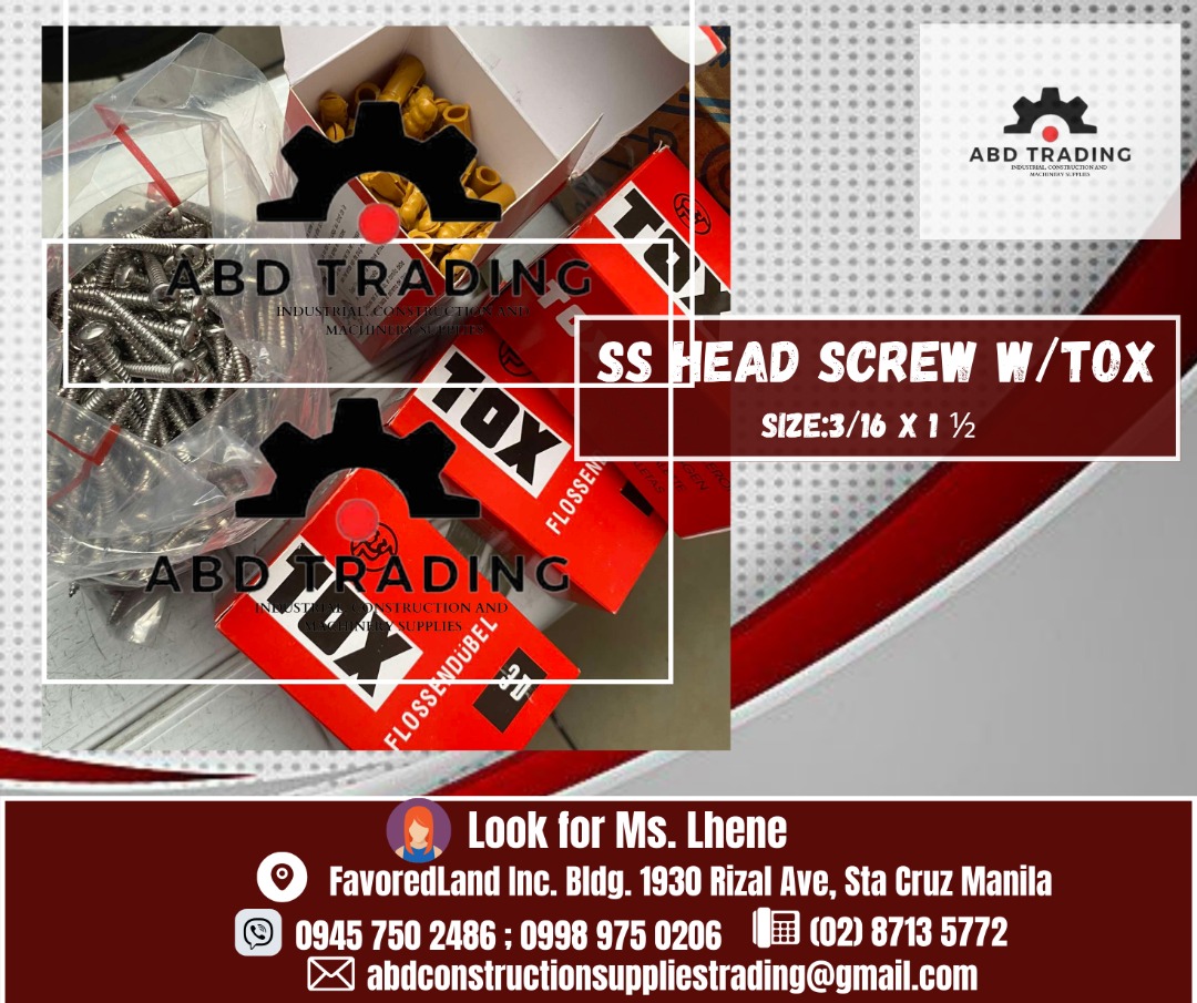 SS HEAD SCREW WITH TOX, Commercial & Industrial, Construction Tools ...