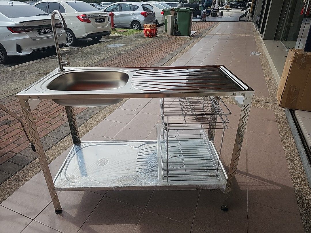 Stainless steel Stand Sink with Drainer, Furniture & Home Living ...