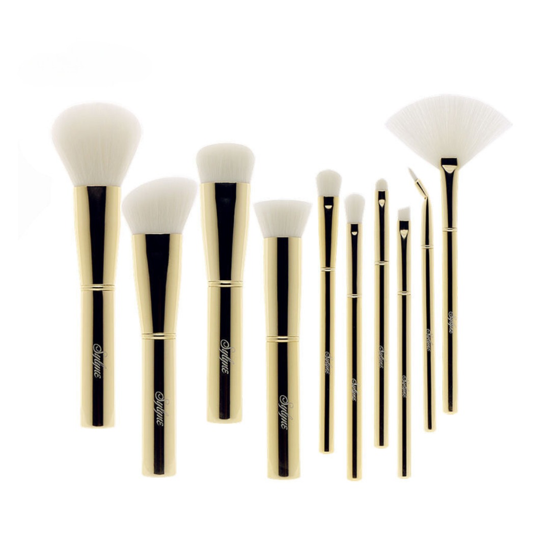 10pc Golden Full makeup brush set high quality makeup tools berus ...