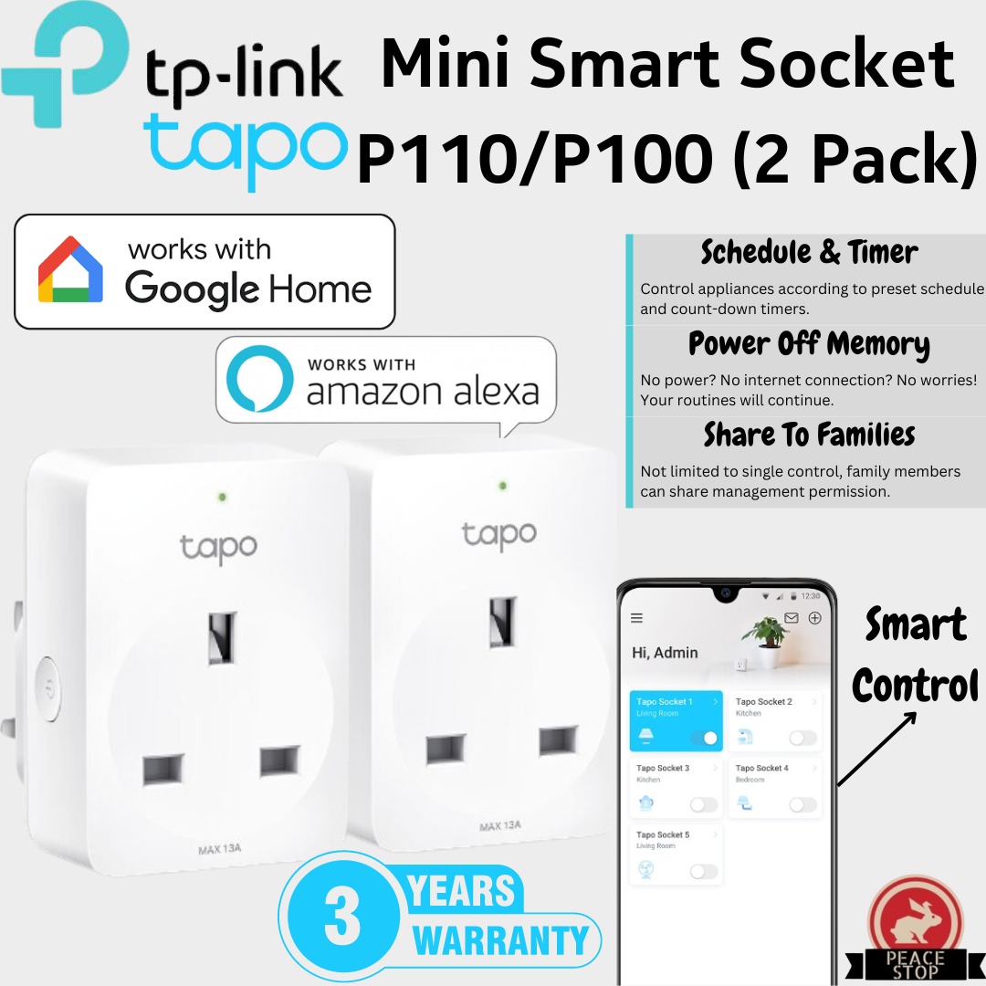 [3 YEARS TP-Link Warranty] 2 Pack Tapo P100 / P110 Mini Smart WiFi ...