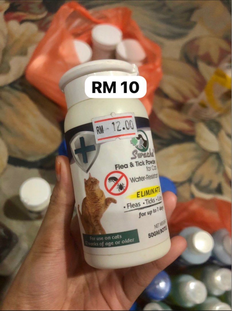 SHORT EXP Bedak kutu kucing Cat flea powder, Pet Supplies, Health ...