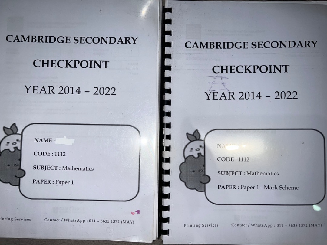 CAMBRIDGE SECONDARY CHECKPOINT PAPER 1 (with marking scheme) YEAR 2014 ...