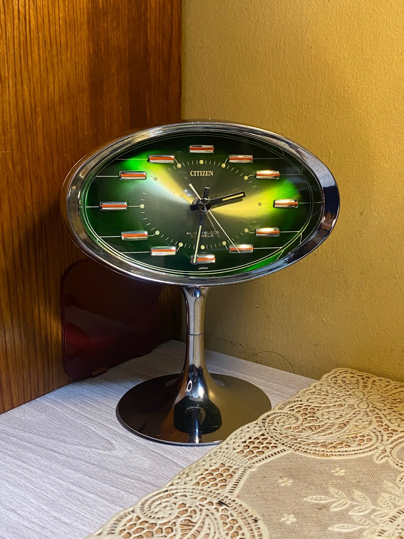 Citizen alrm clock waltz nk hand wood retro space 1970 vintage rare ...