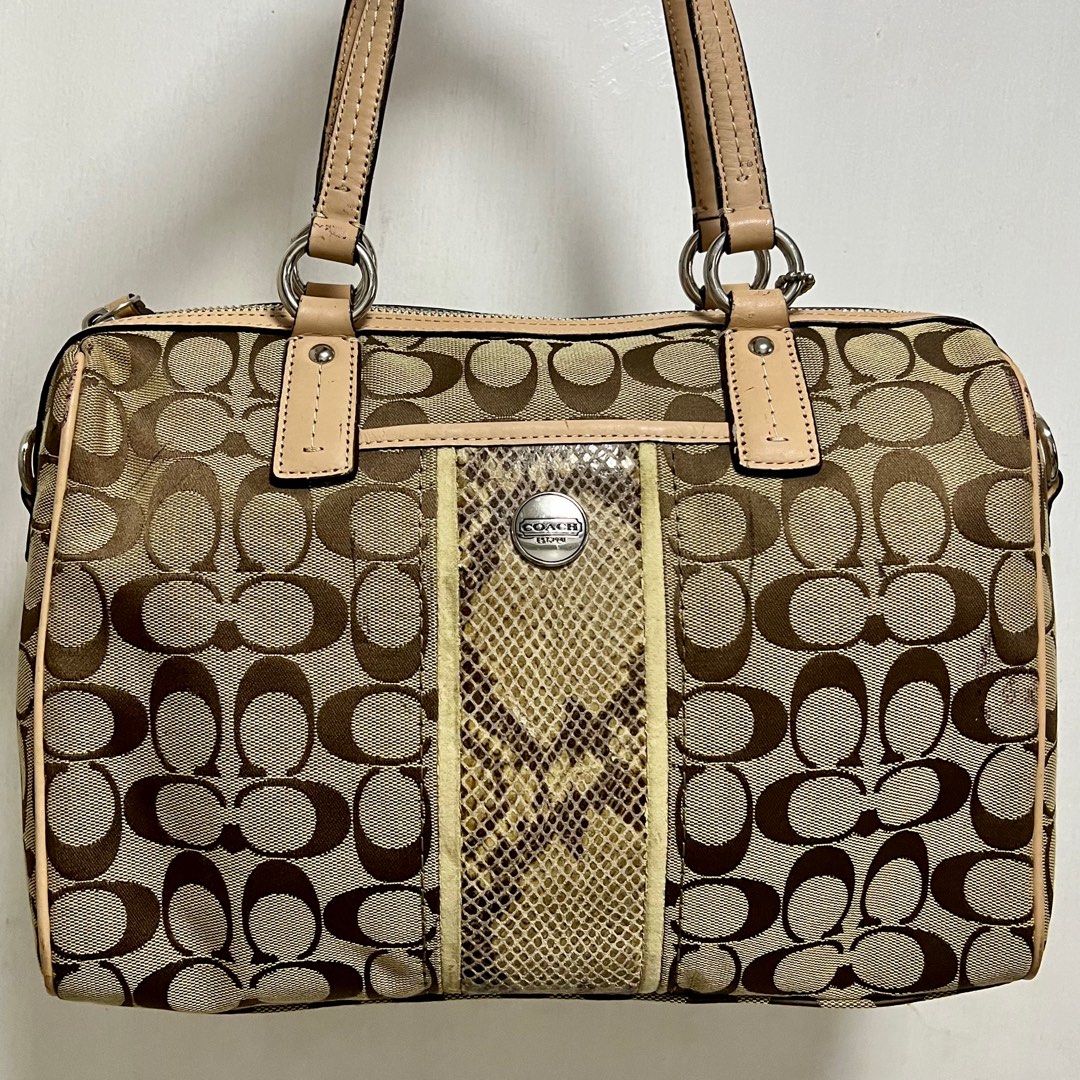 COACH Signature Python Stripe Carryall Tote Bag, Luxury, Bags & Wallets ...