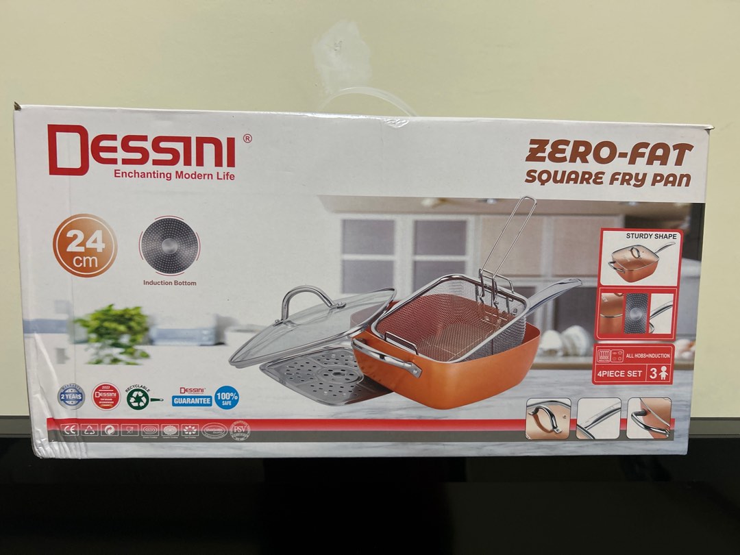 Dessini Zero-fat Square Frying Pan, Furniture & Home Living, Kitchenware & Tableware, Cookware ...