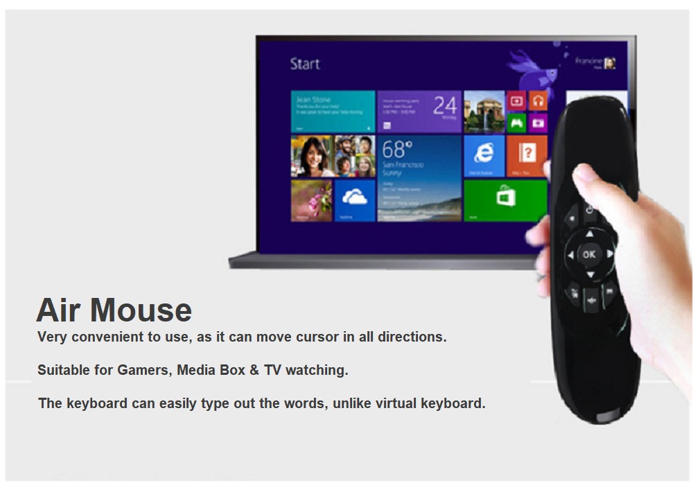 EZwares AIR MOUSE WITH WIRELESS KEYBOARD - 6 Axis gyroscope technology ...
