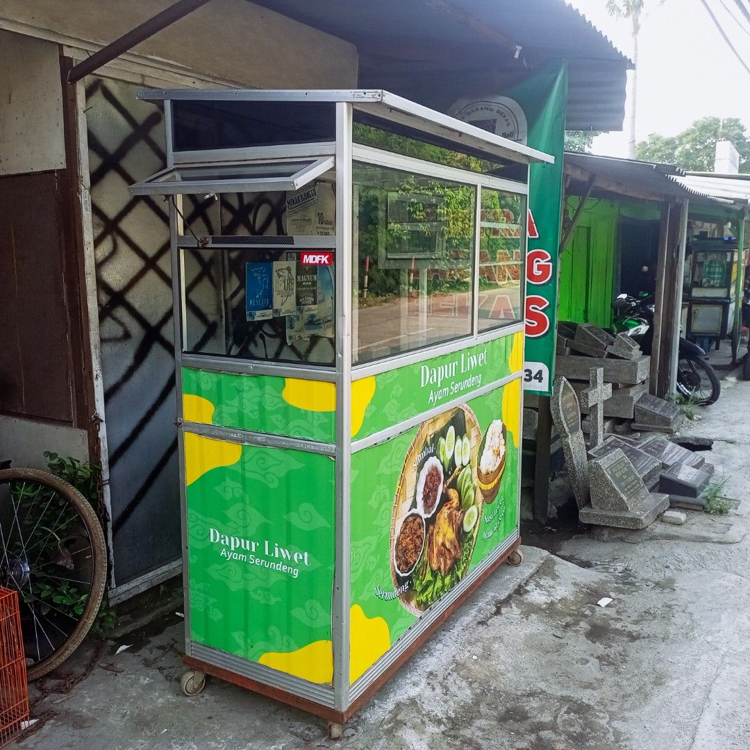Gerobak UMKM Aluminium 1,5M & Dengan Kaca Etalase - Booth Usaha Jualan ...