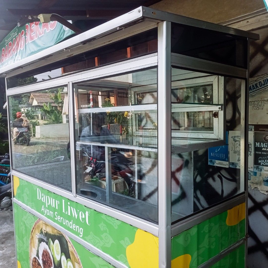 Gerobak UMKM Aluminium 1,5M & Dengan Kaca Etalase - Booth Usaha Jualan ...