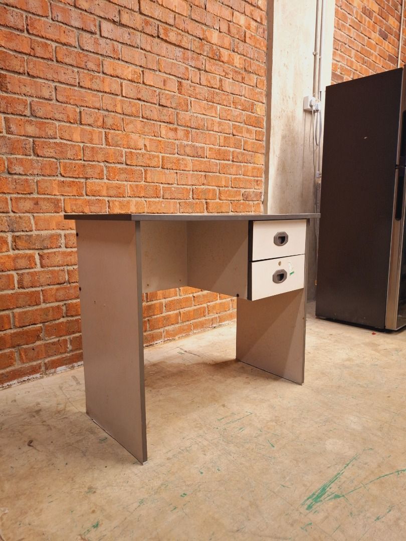 Grey and Black Wooden Office Desk with Drawers | Meja Pejabat Kayu ...