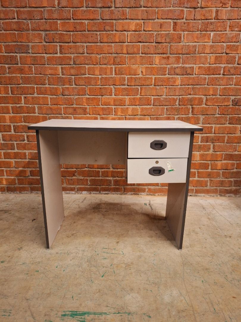 Grey and Black Wooden Office Desk with Drawers | Meja Pejabat Kayu ...