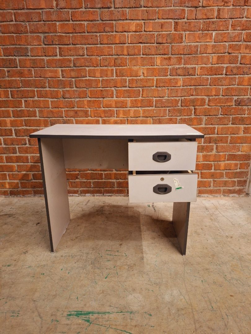 Grey and Black Wooden Office Desk with Drawers | Meja Pejabat Kayu ...