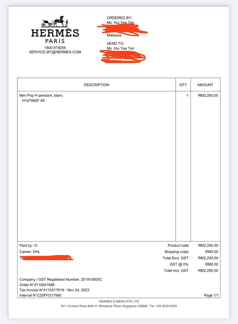 hermes e invoice