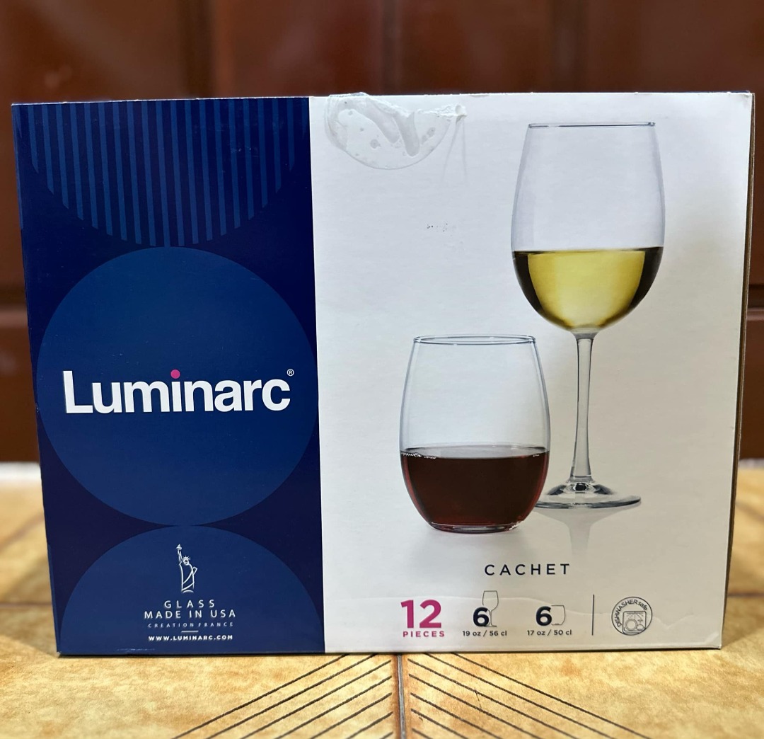 Luminarc Cachet 12Pcs Wine Glasses and Goblets, Furniture & Home Living ...