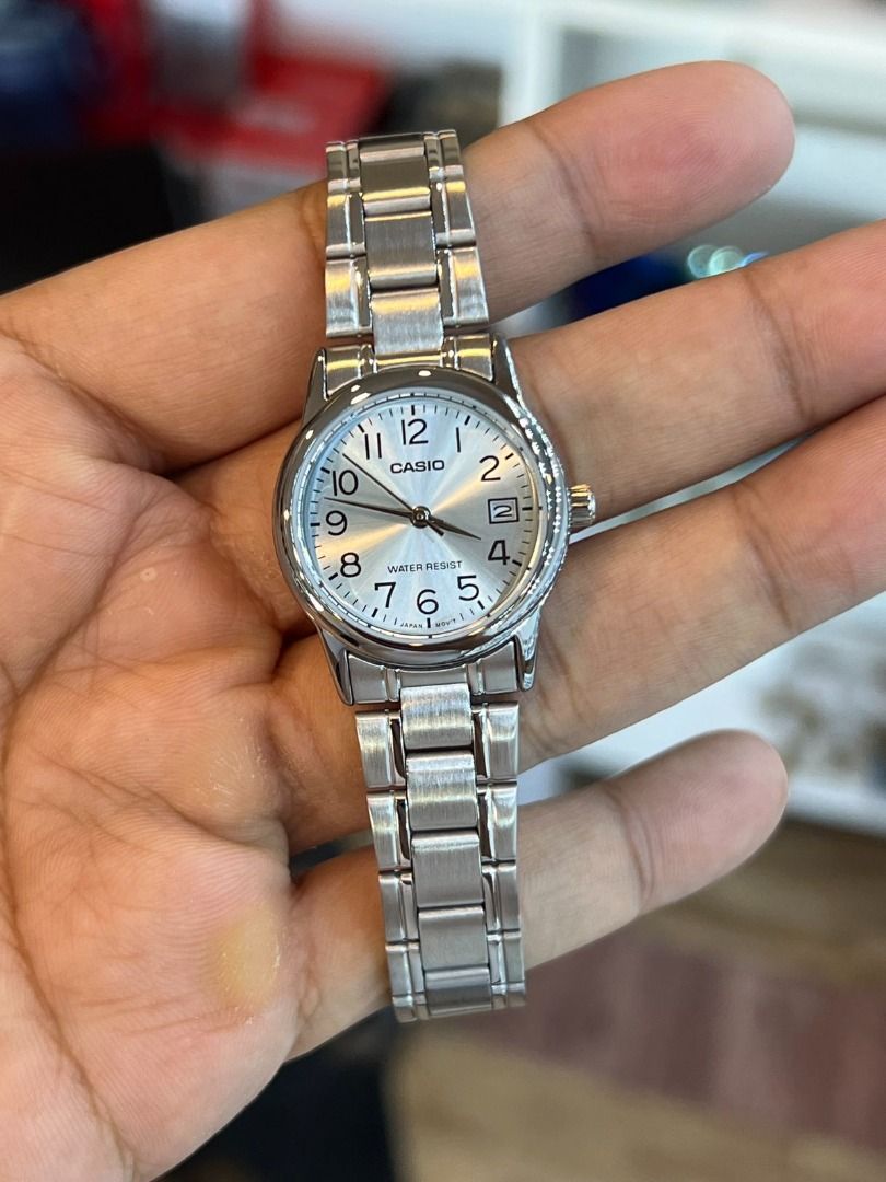 ORIGINAL CASIO Analog Blue Dial Stainless Steel Ladies Watch LTP-V002D ...