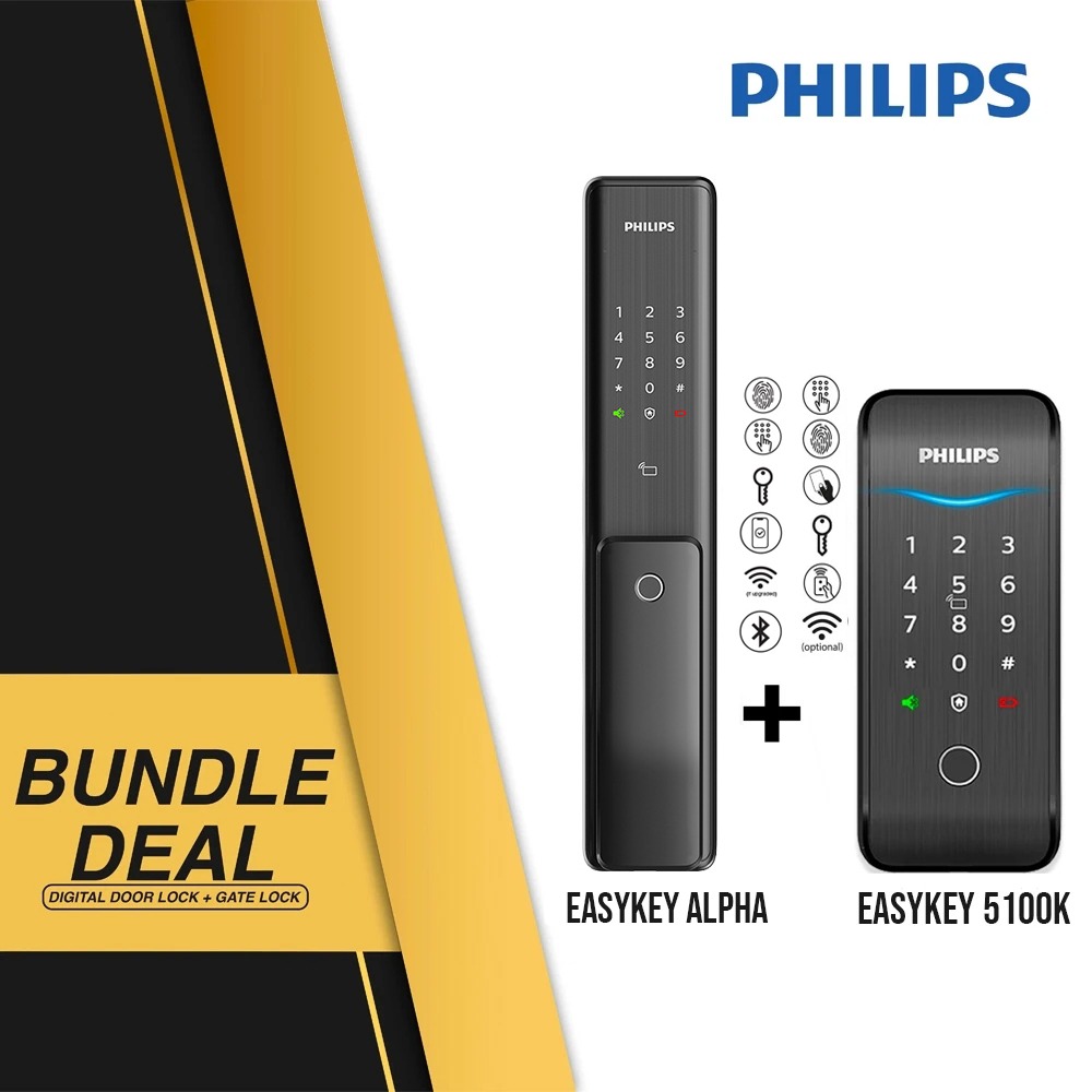 Philips Easykey Alpha Fire-rated Digital door Lock and 5100k Digital ...