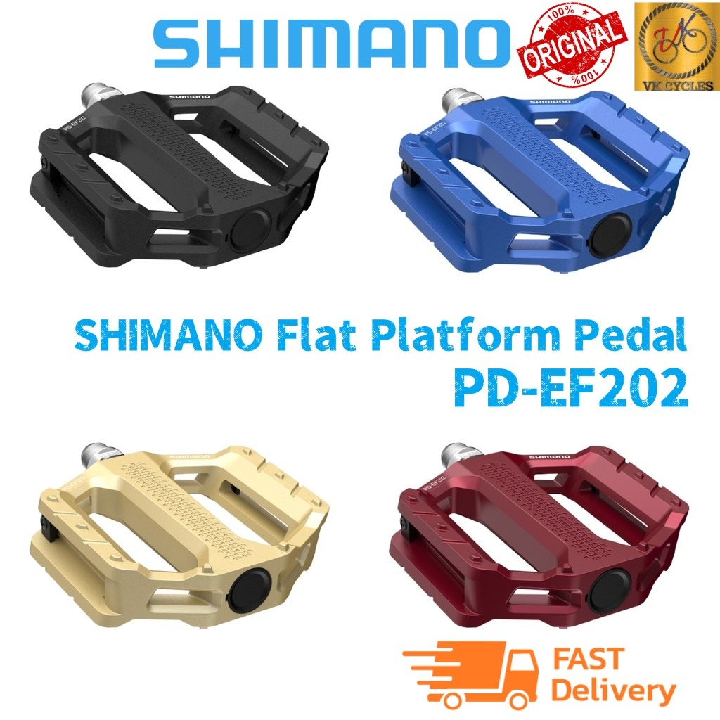 Shimano Flat Pedal PD-EF202 Cycling Pedals, Sports Equipment, Bicycles ...