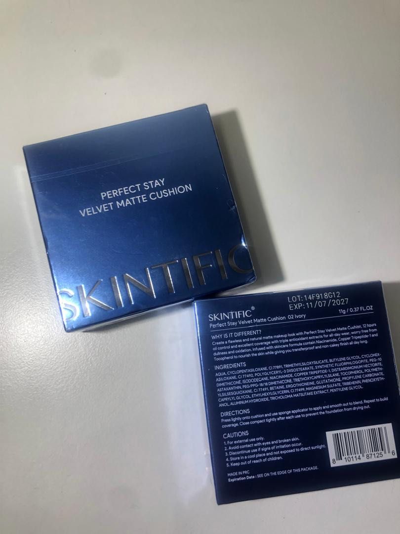 Skintific Perfect Stay Velvet Matte Cushion Foundation (Blue), Beauty ...