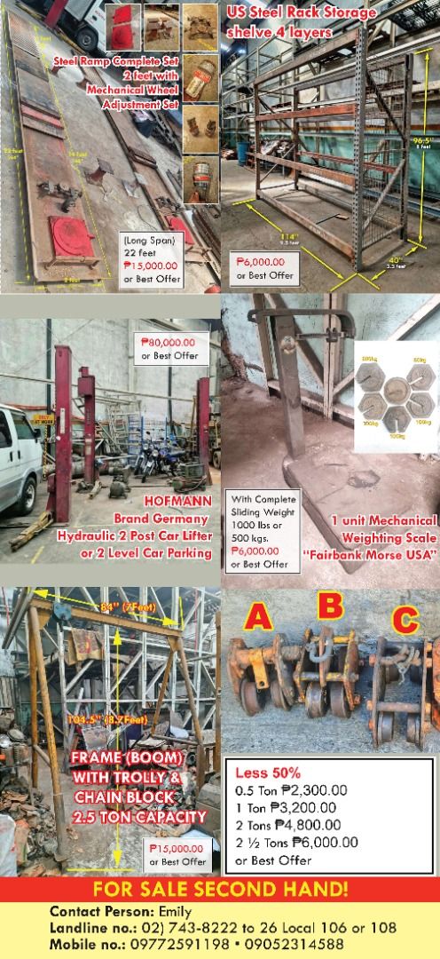 Steel Ramp, US Steel Rack Storage shelve 4 layers, HOFMANN Hydraulic 2 ...