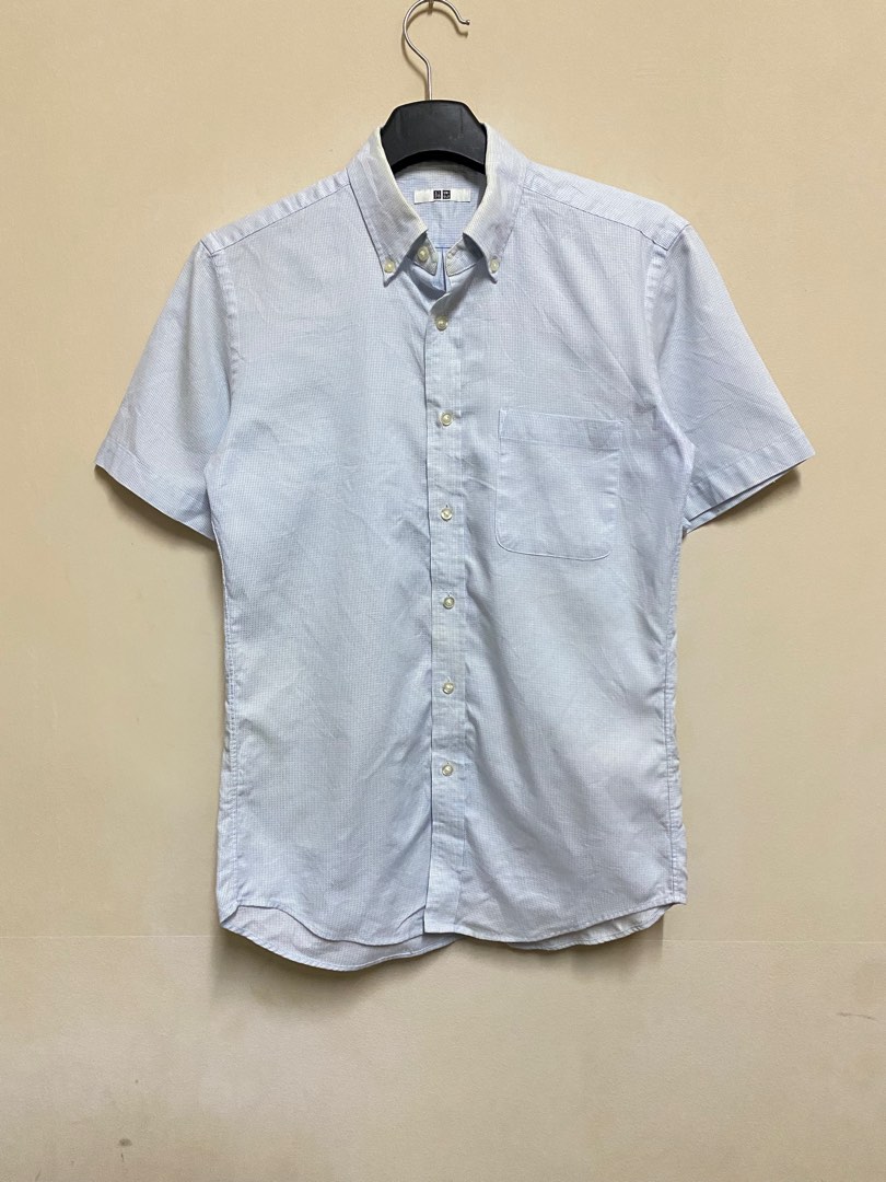 Uniqlo Plain Basic Smart Casual Button Up Shirt Kemeja, Men's Fashion ...