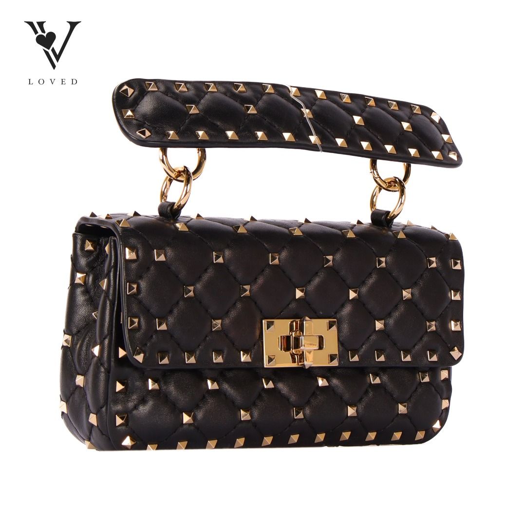 Valentino Garavani Rockstud Spike Shoulder Bag In Black Quilted Nappa ...