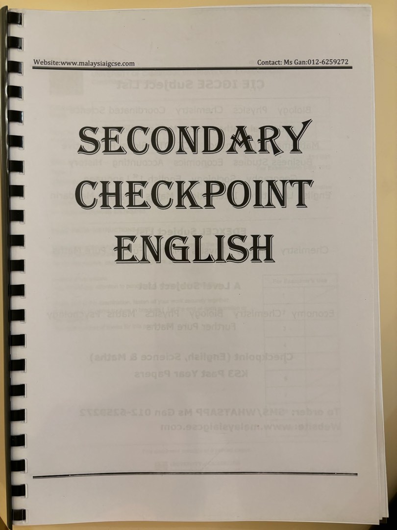 Y7-Y9 IGCSE Checkpoint PYP. 3 books English, Math and Science , Hobbies ...