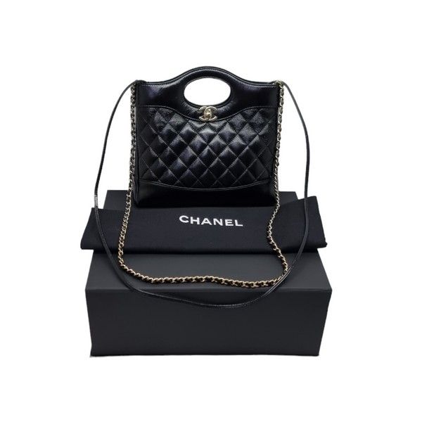 100%Authentic Chanel 31 Mini Shopping Tote Shiny Lambskin Ghw (Black ...