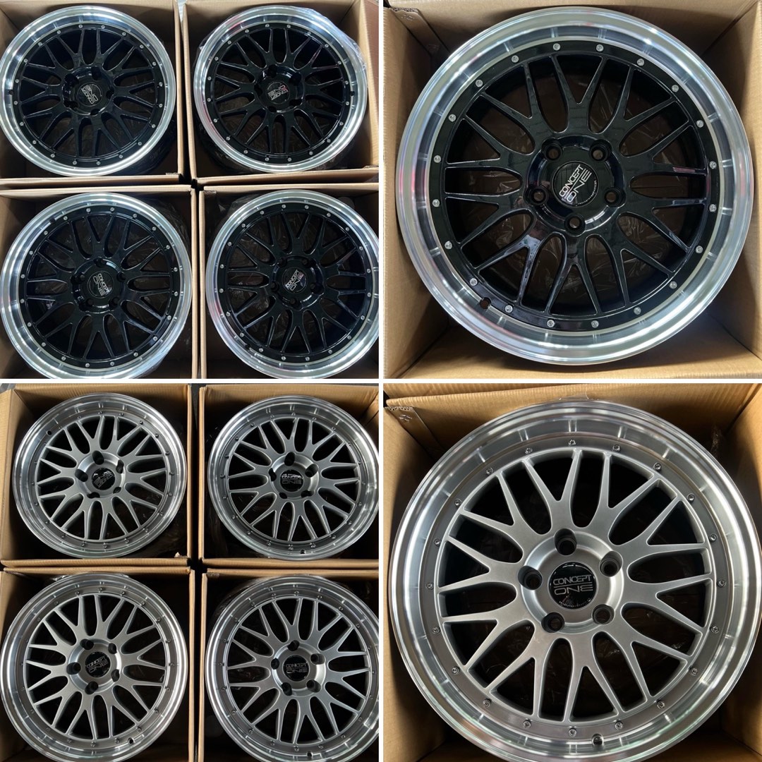 17” Fusion Concept one mags 5Holes pcd 114 color Black and Hypersilver ...