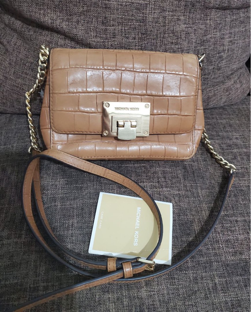 Authentic Michael Kors Tina Small Embossed Leather Clutch, Luxury, Bags ...