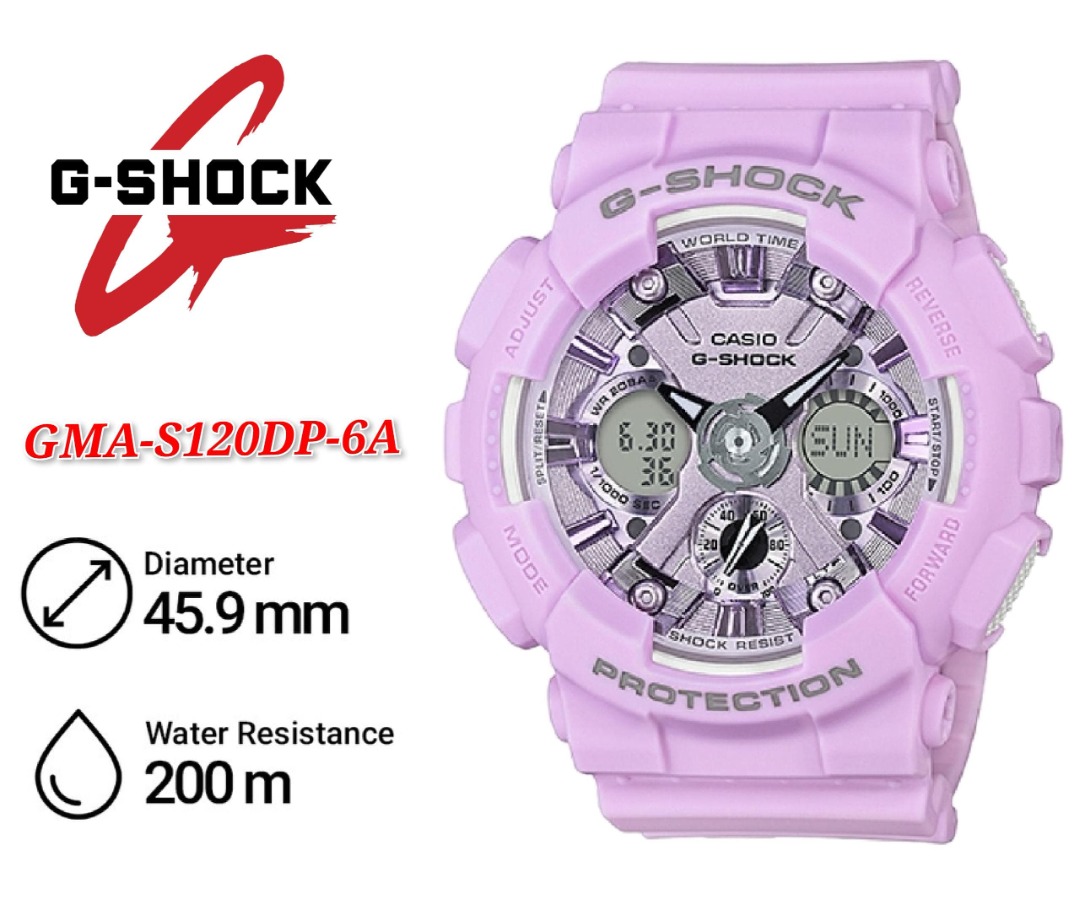Casio G-Shock GMA-S120DP-6A S Series Metallic Face Pastel Purple Resin ...