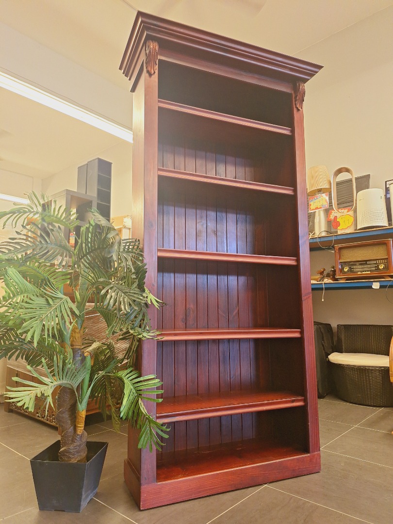 Classic Solid Red Mahogany Wooden 6-tier Open Bookcase | Rak Buku ...