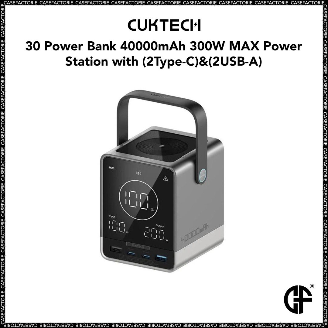 Cuktech 30 Power Bank 40000mAh 300W MAX Power Station with (2Type-C)&(2USB-A), Mobile Phones ...