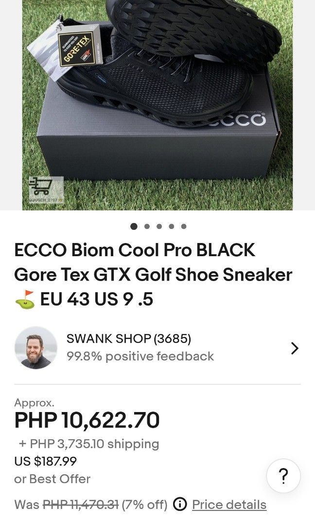 ECCO Biom Cool Pro BLACK Gore Tex GTX Golf Shoe Sneaker, Men's Fashion ...