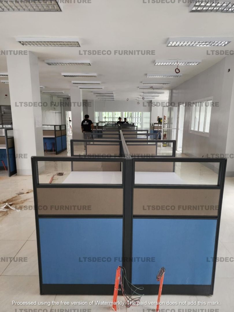 full fabric with glass office desk face to face workstation cubicle ...