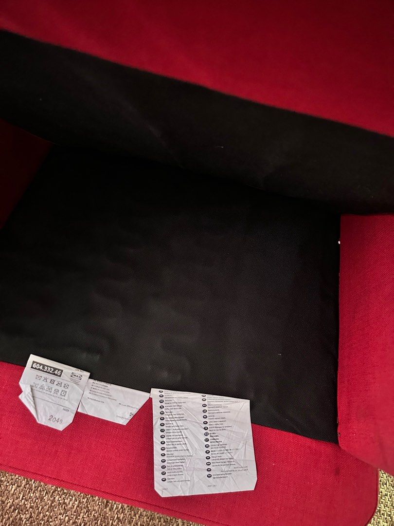 IKEA STRANDMON Wing chair RED, Furniture & Home Living, Furniture ...