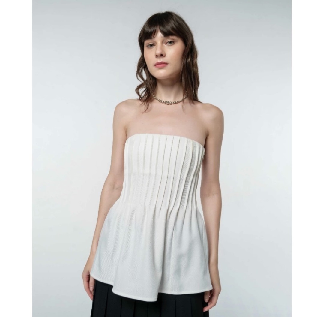 Josephine Anni - Emmeline Tube Top White Size L, Fesyen Wanita, Pakaian ...