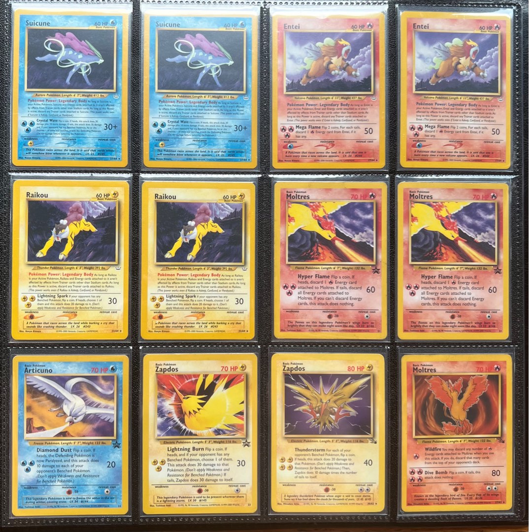 Legendary Dogs, Legendary Birds, Eeveelution Non-Holo Rare Vintage ...