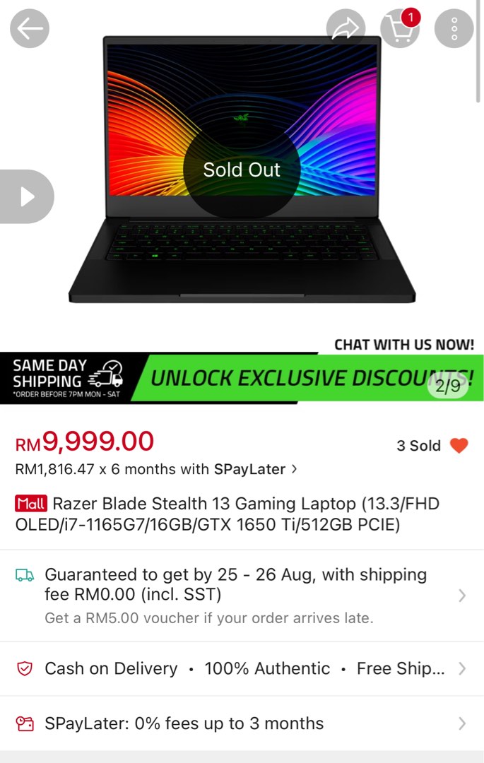 Razer Blade Stealth Gaming Laptop GTX1650 Ti 512GB i7 Intel, Computers ...