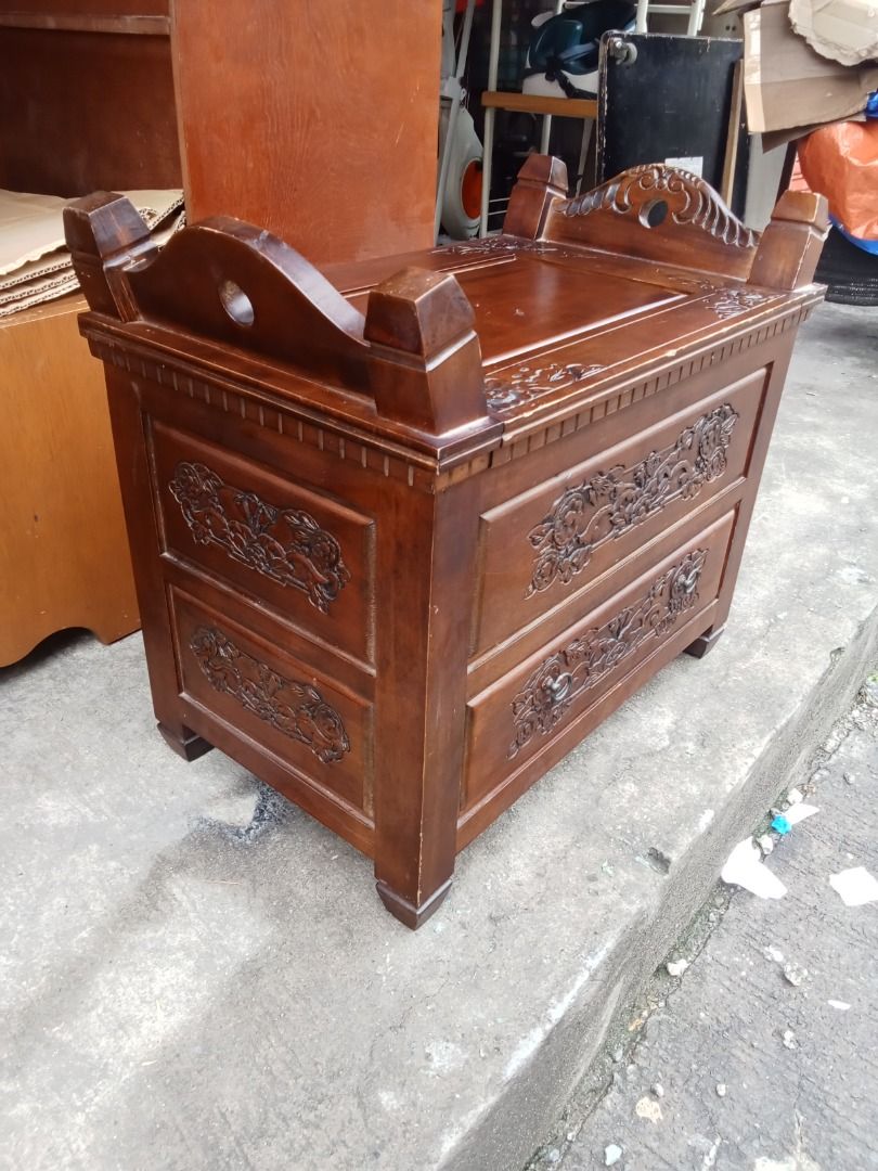 solid wood curved table with top compartment and drawer japan surplus ...