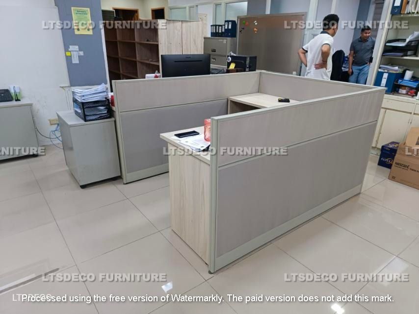 two tone full fabric L shape workstation custom made office partition ...