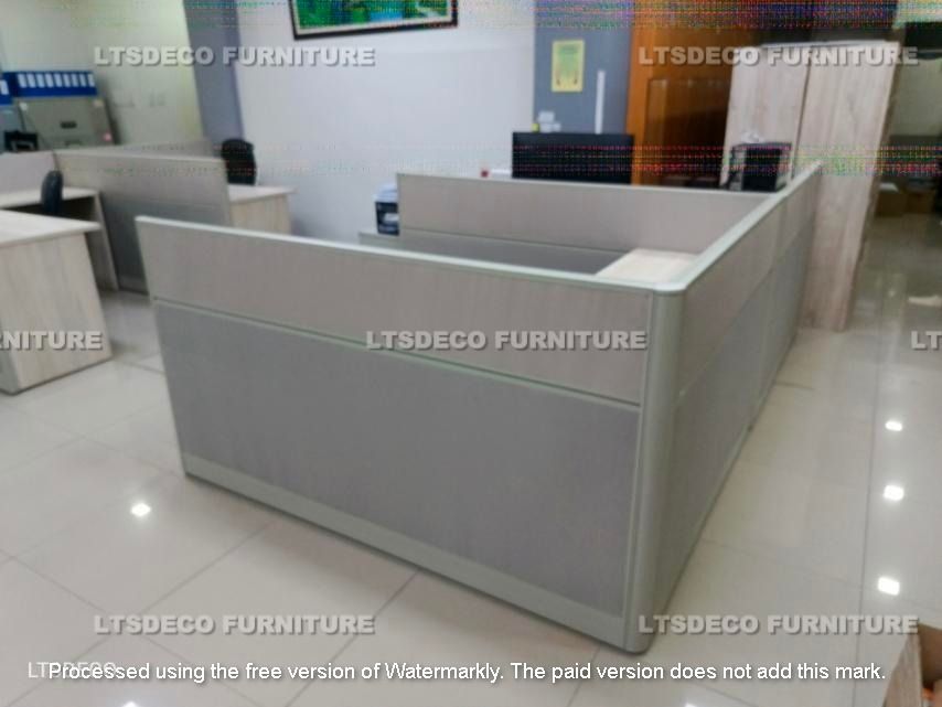 two tone full fabric L shape workstation custom made office partition ...