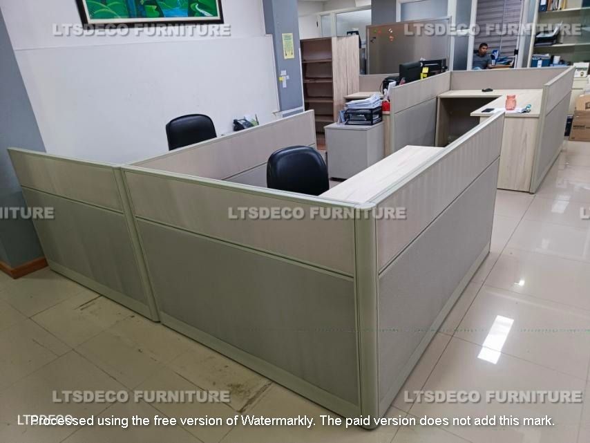 two tone full fabric L shape workstation custom made office partition ...