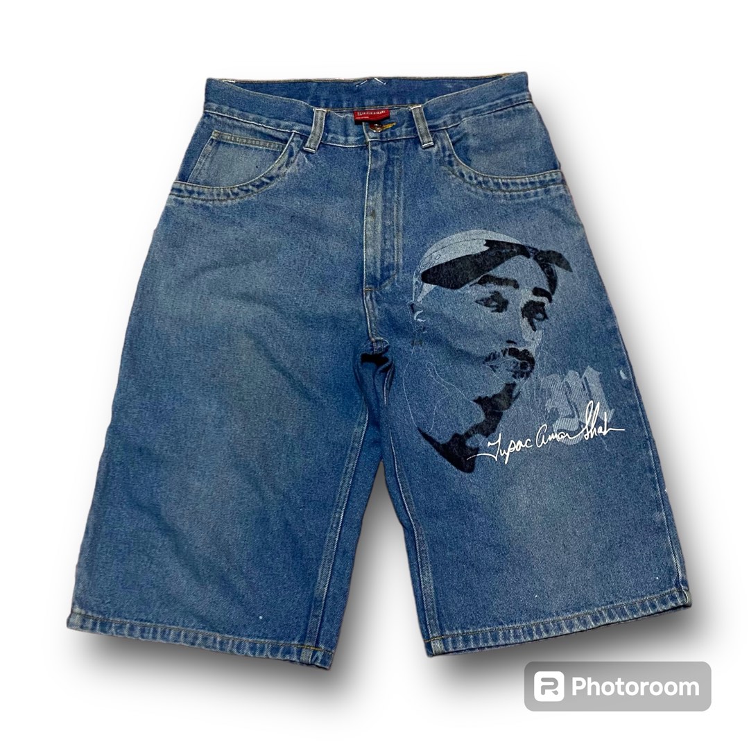 VINTAGE "90's" TUPAC MAKAVELI LONG JORTS, Men's Fashion, Bottoms ...