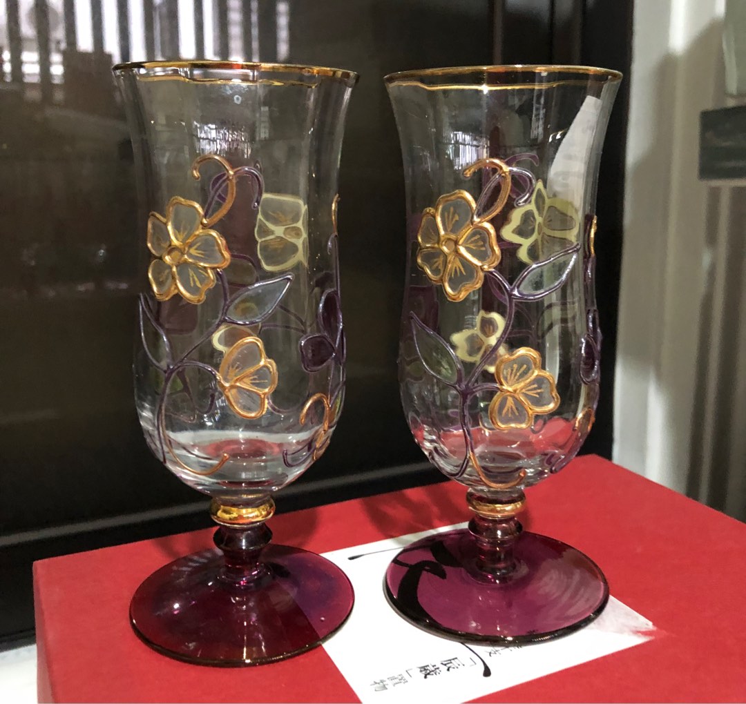 VINTAGE ROMANIA WINE GLASS 2’s, Furniture & Home Living, Kitchenware ...