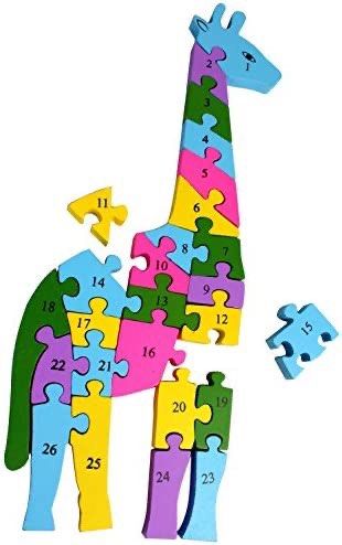 Wooden Giraffe Puzzle with Numbers & Alphabets, Hobbies & Toys, Toys ...