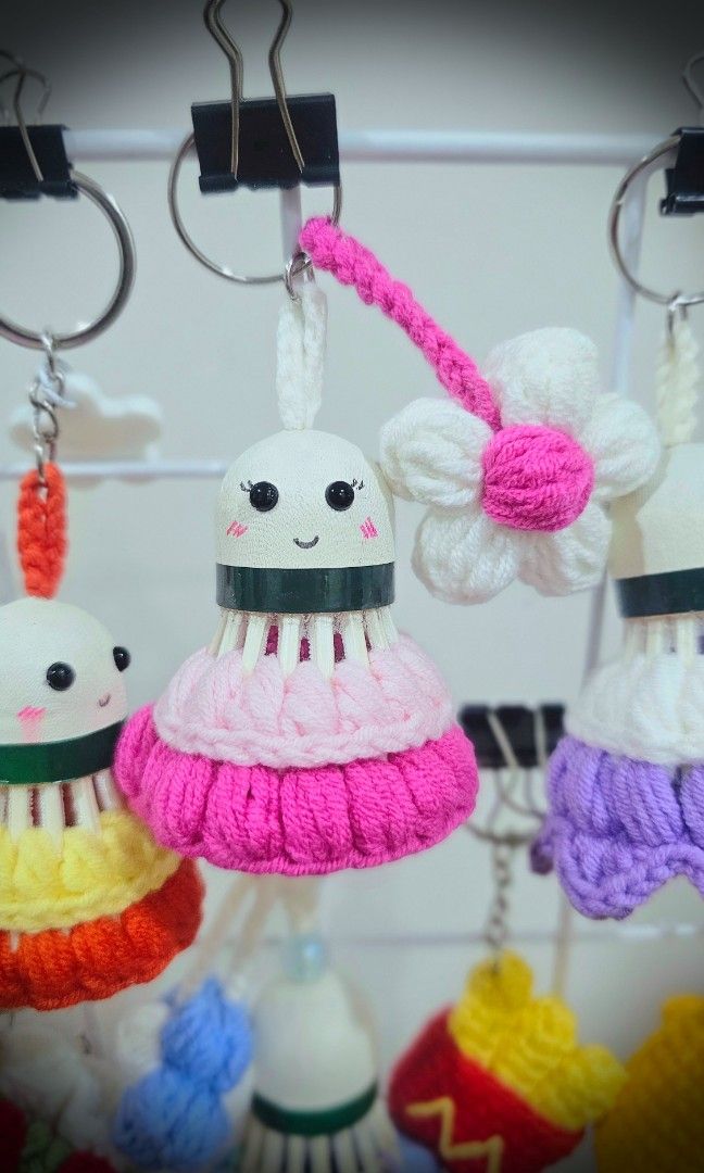 Badminton Shuttle Keychains- Handmade - Badminton shuttle crochet ...