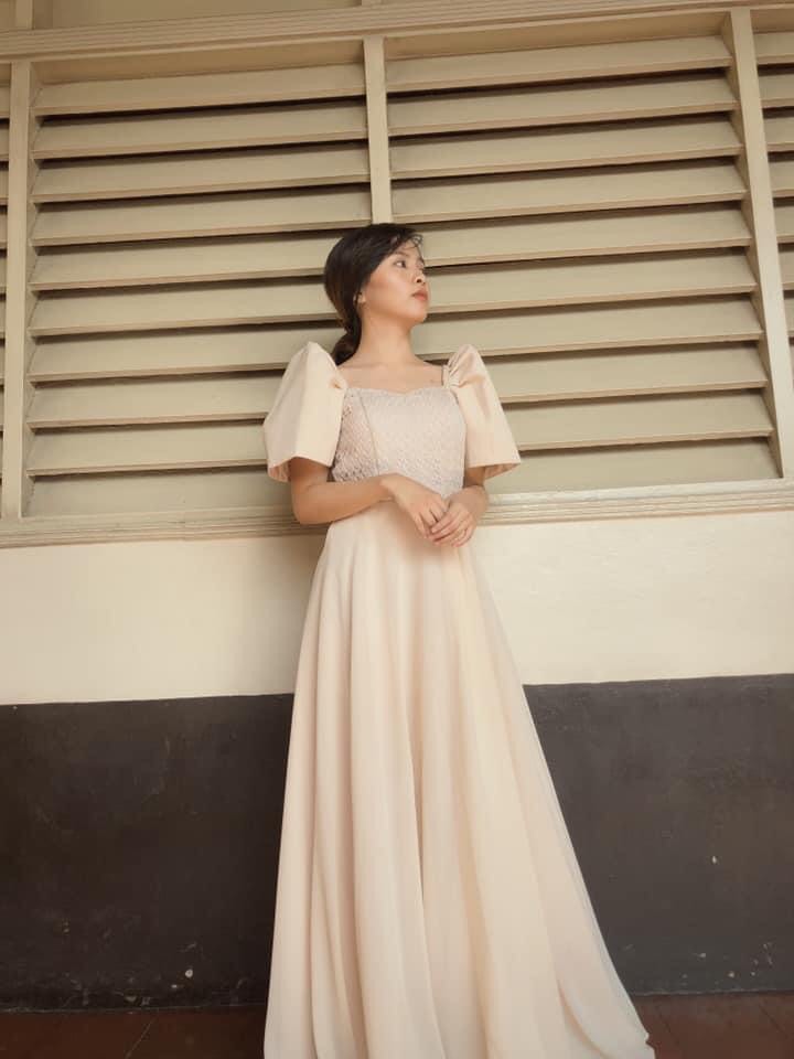 Filipiniana Gown Beige, Women's Fashion, Dresses & Sets, Dresses on ...